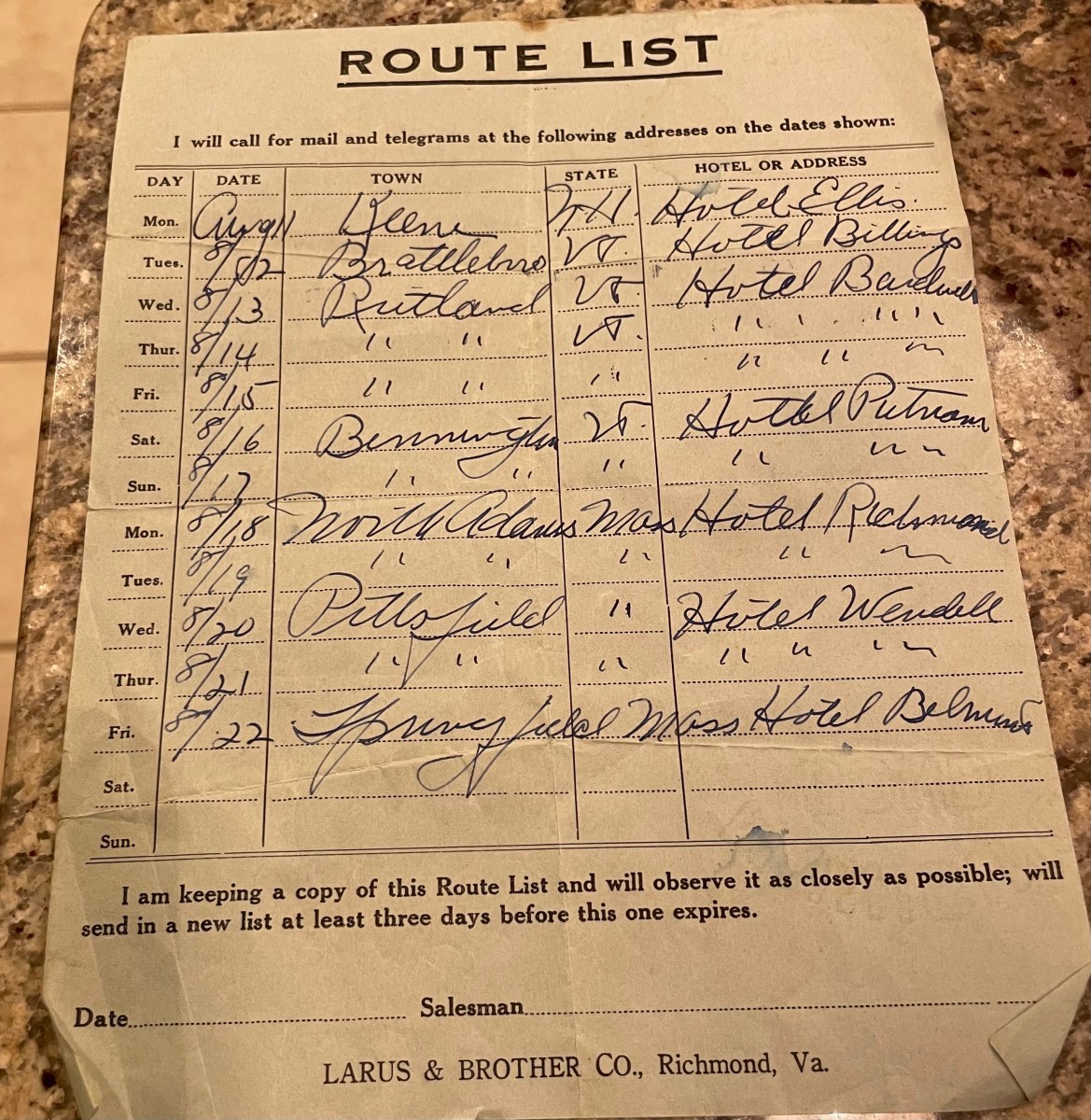 Route List | Waiting